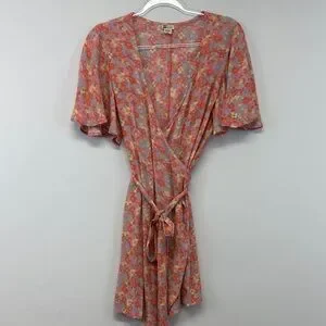 Billabong | Dresses | Billabong All For You Floral Wrap Mini Dress M ...